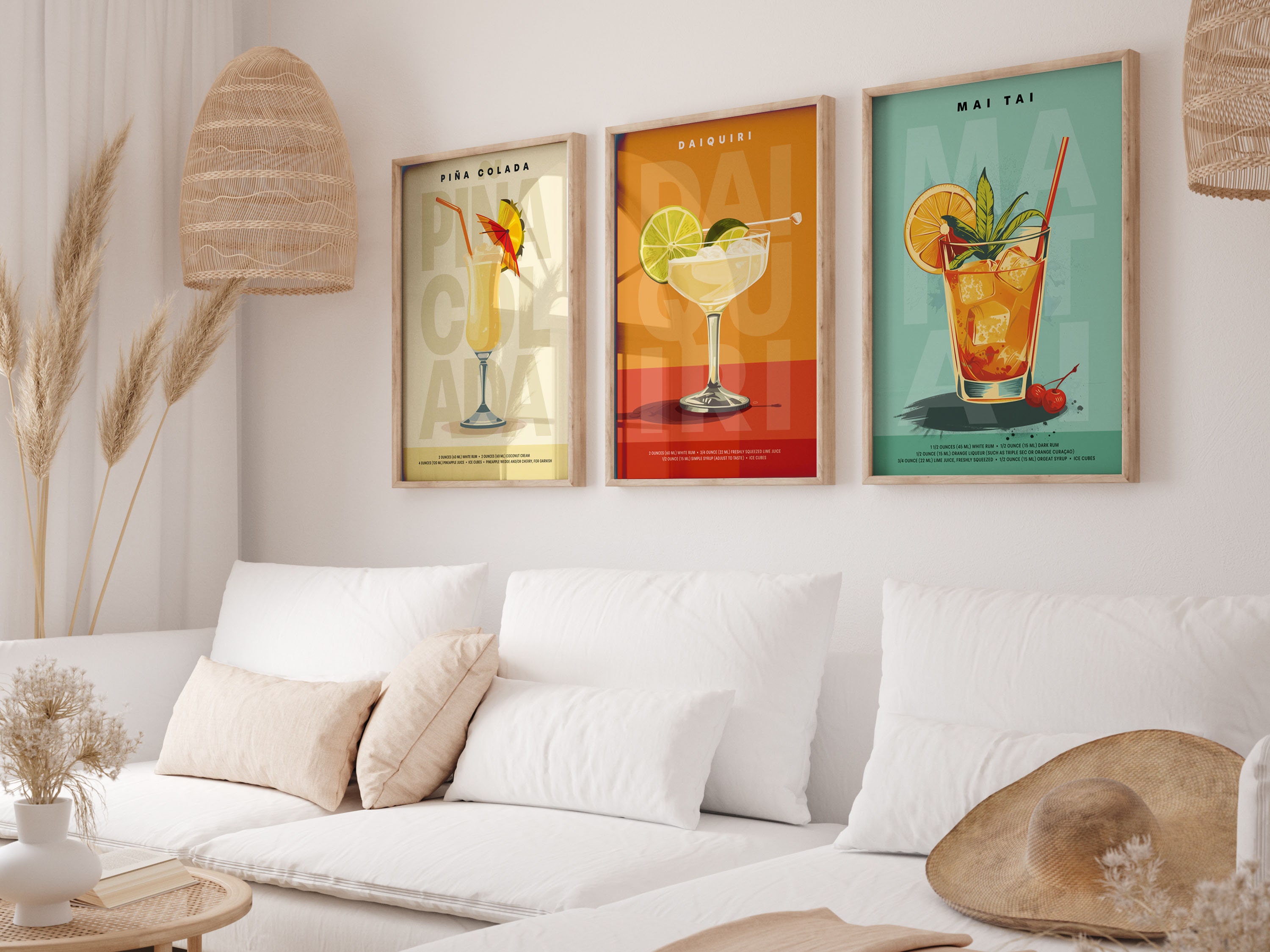 Classic Cocktail Drinks Poster Set of 6 Printable Wall Art, Mixology ...