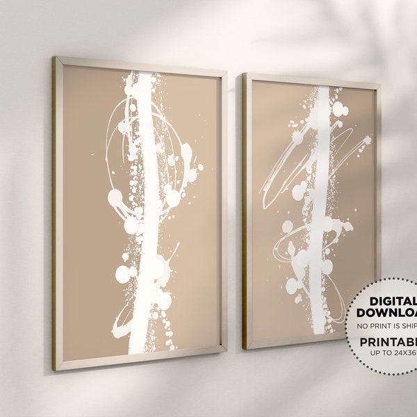 Beige White Abstract Art Painting Splatter - Etsy