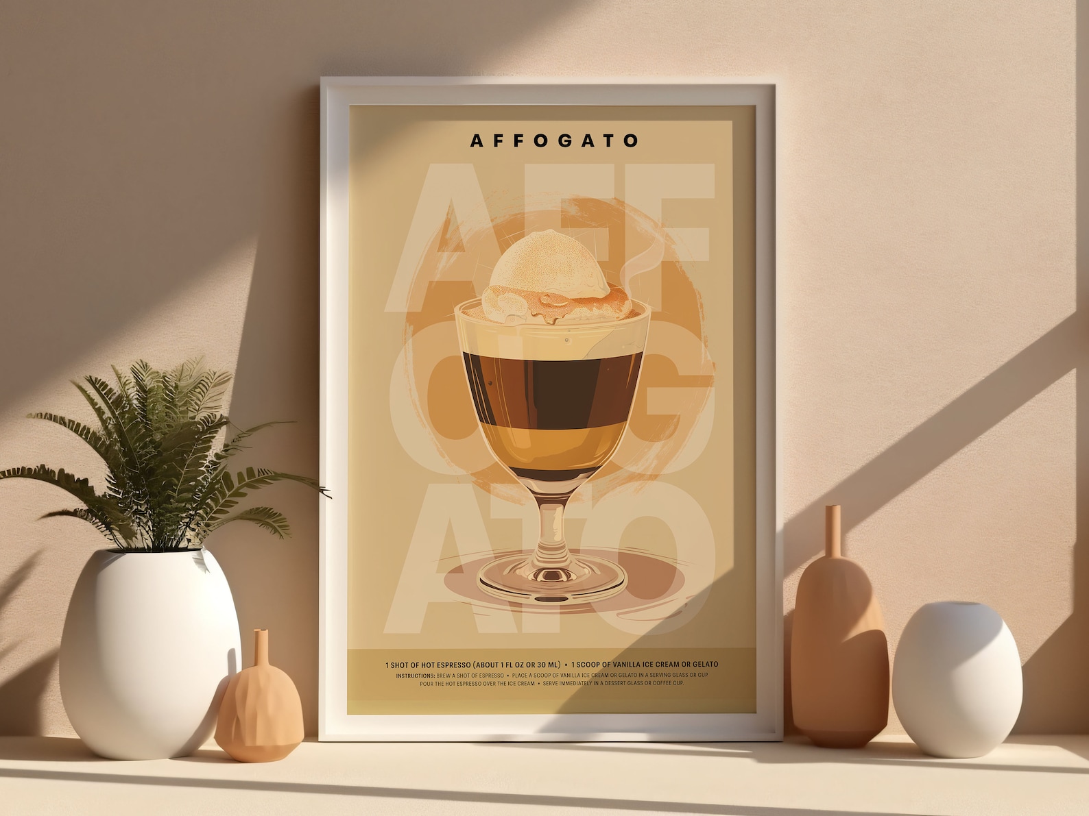 Italian Affogato Coffee Poster Printable Wall Art, Retro Bar Decor Art ...