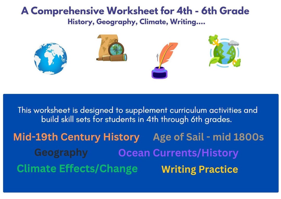 A Unique History and Writing Worksheet Booklet for 5th and 6th Grades ...