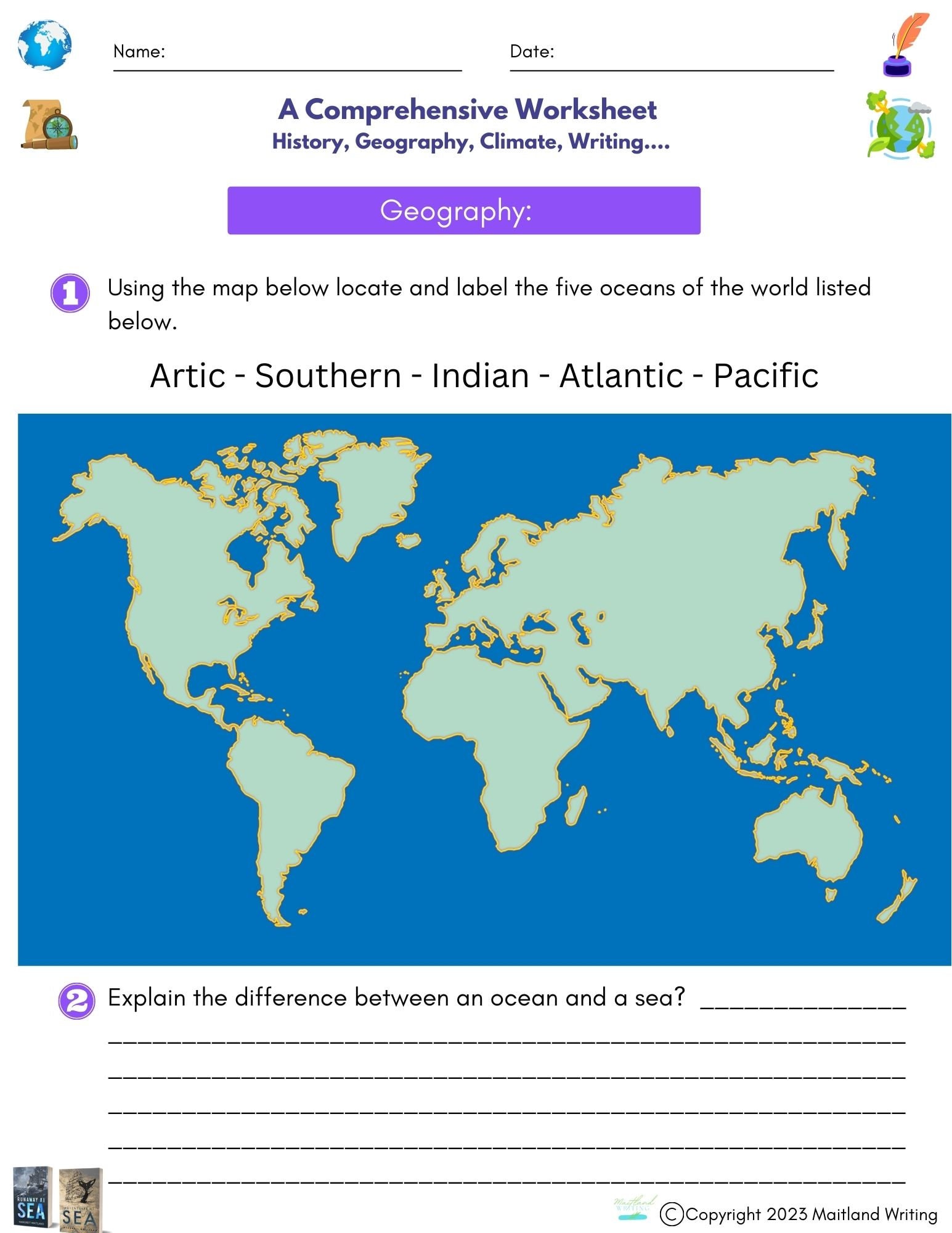 A Unique History and Writing Worksheet Booklet for 5th and 6th Grades ...