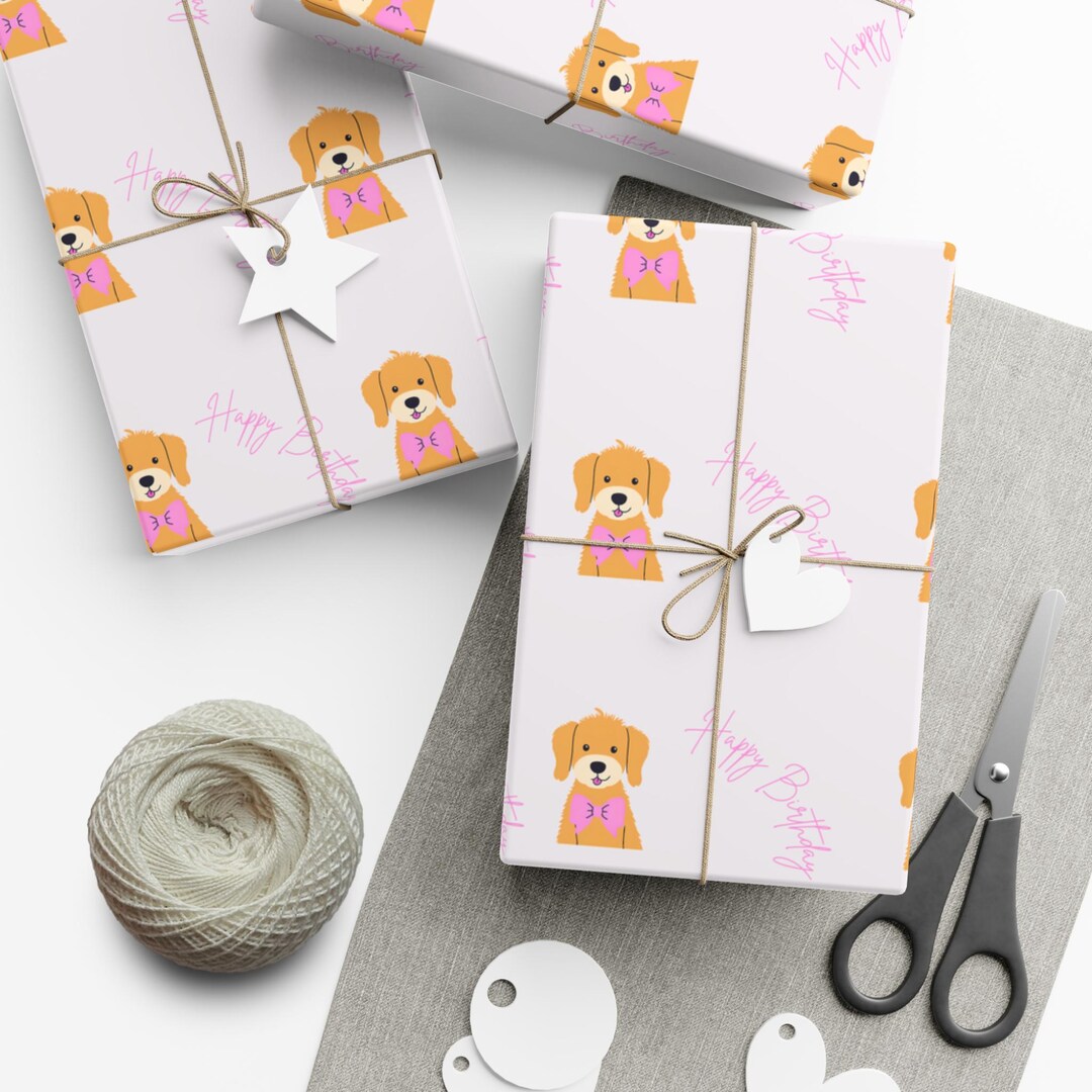 Gift Wrap Papers, Happy Birthday Dog Gift Wrapping Paper Cute Pet Lover ...