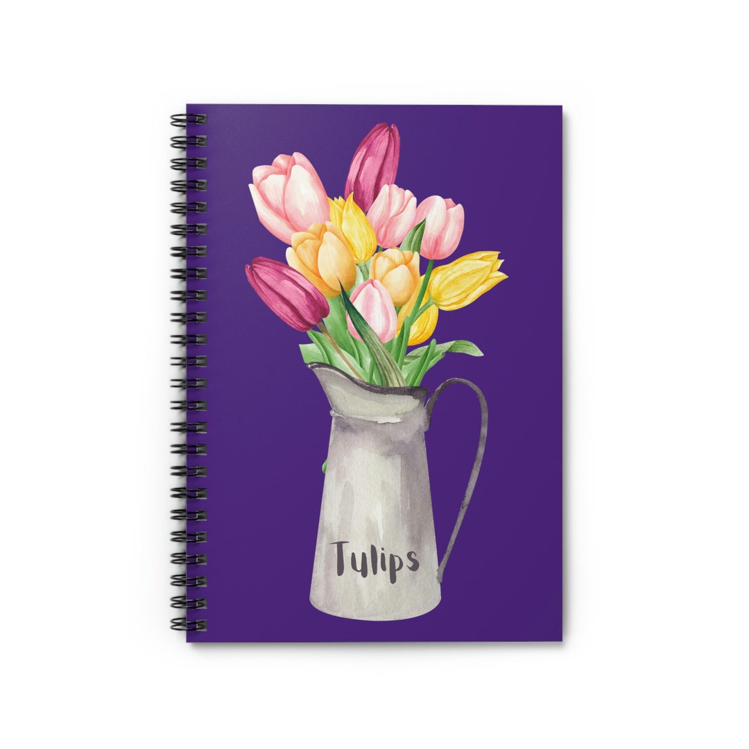 Tulip Spiral Notebook, Pretty Tulip Journal, Cheerful Tulips in Vase ...