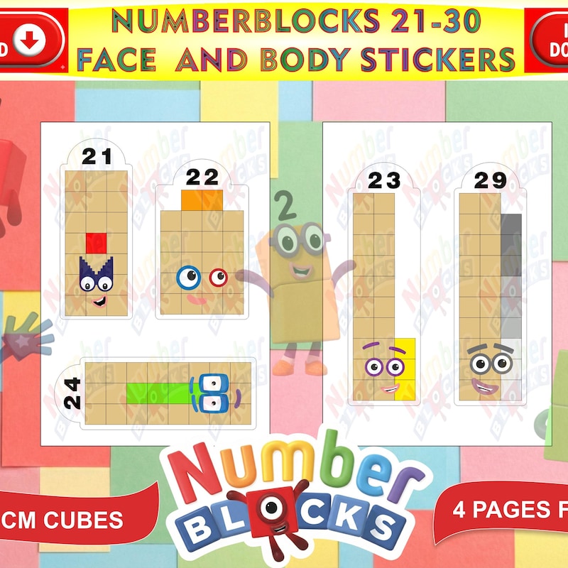 Numberblocks Face Stickers - Etsy