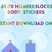 Numberblocks 61-70 Body Stickers / A4 Sticker Printing / Instant ...