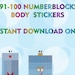 Numberblocks 91-100 Body Stickers / A4 Sticker Printing / Instant ...