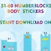 Numberblocks 51-60 Body Stickers / A4 Sticker Printing / Instant ...