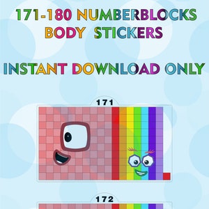 Numberblocks 171-180 Body Stickers / A4 Sticker Printing / Instant ...
