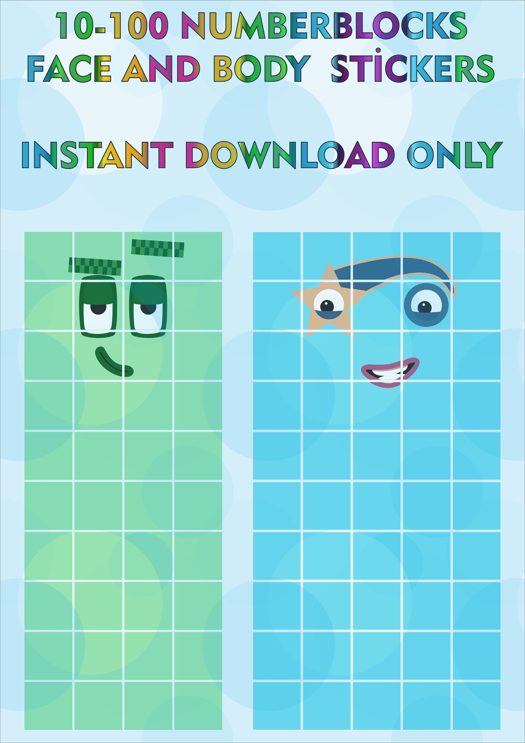 Numberblocks Faces 010 And Hands 29cm A4 Stickers Printing Etsy