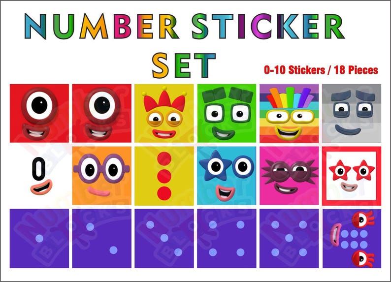 Number Blocks Inspired Stickers 0-100, Waterproof Vinyl Educational ...