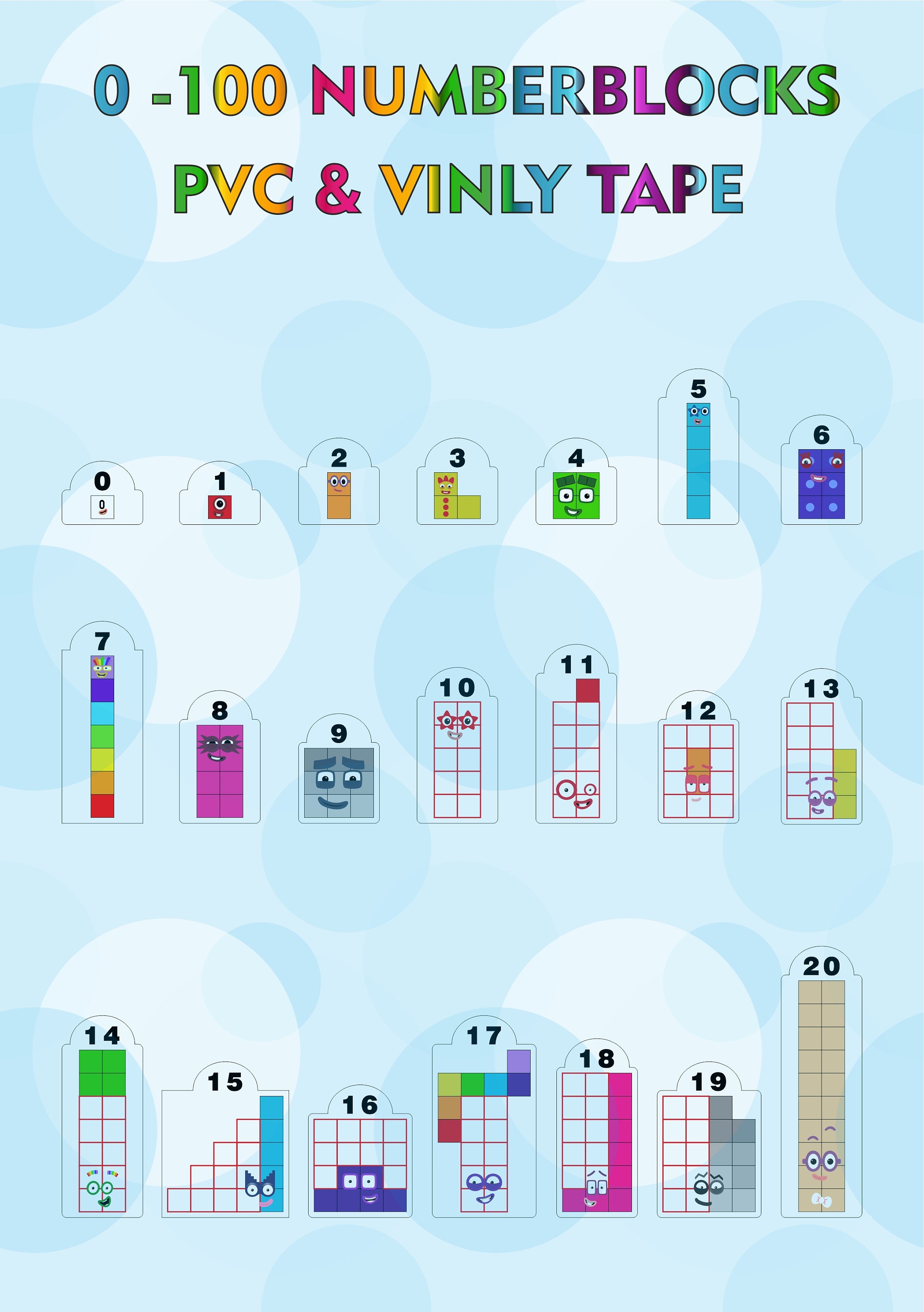 Numberblocks 0 100 PVC Material Waterproof Scratch and UV - Etsy UK