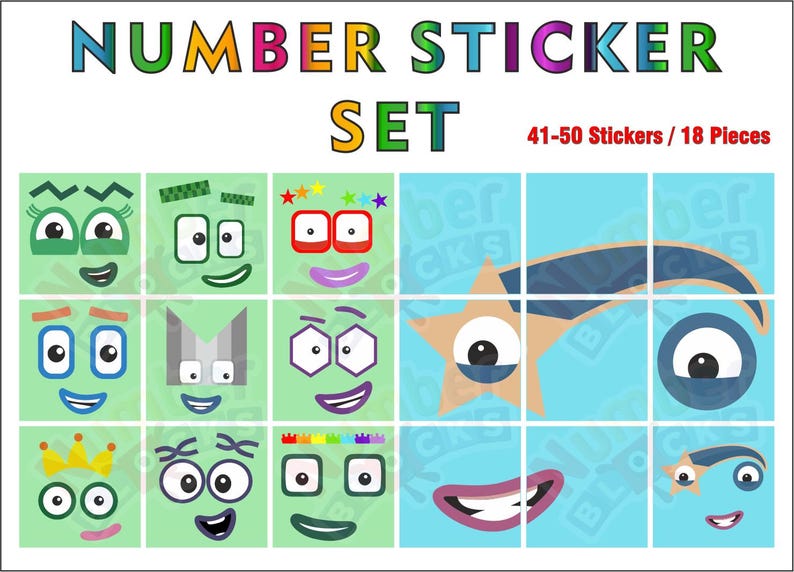 Number Blocks Inspired Stickers 0-100, Waterproof Vinyl Educational ...