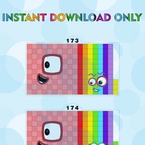 Numberblocks 171-180 Body Stickers / A4 Sticker Printing / Instant ...