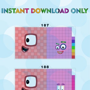 Numberblocks 181-190 Body Stickers / A4 Sticker Printing / Instant ...