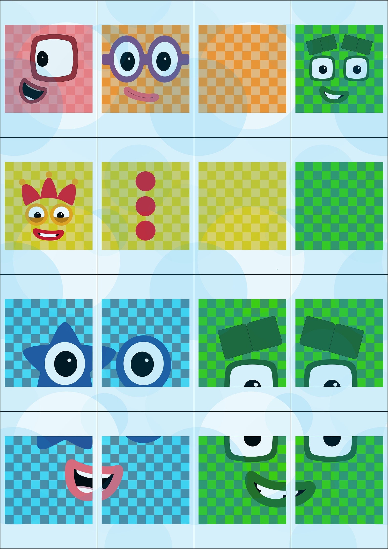 Numberblocks 100-1000 Faces / for 2cm Cubes / A4 Sticker Printing ...