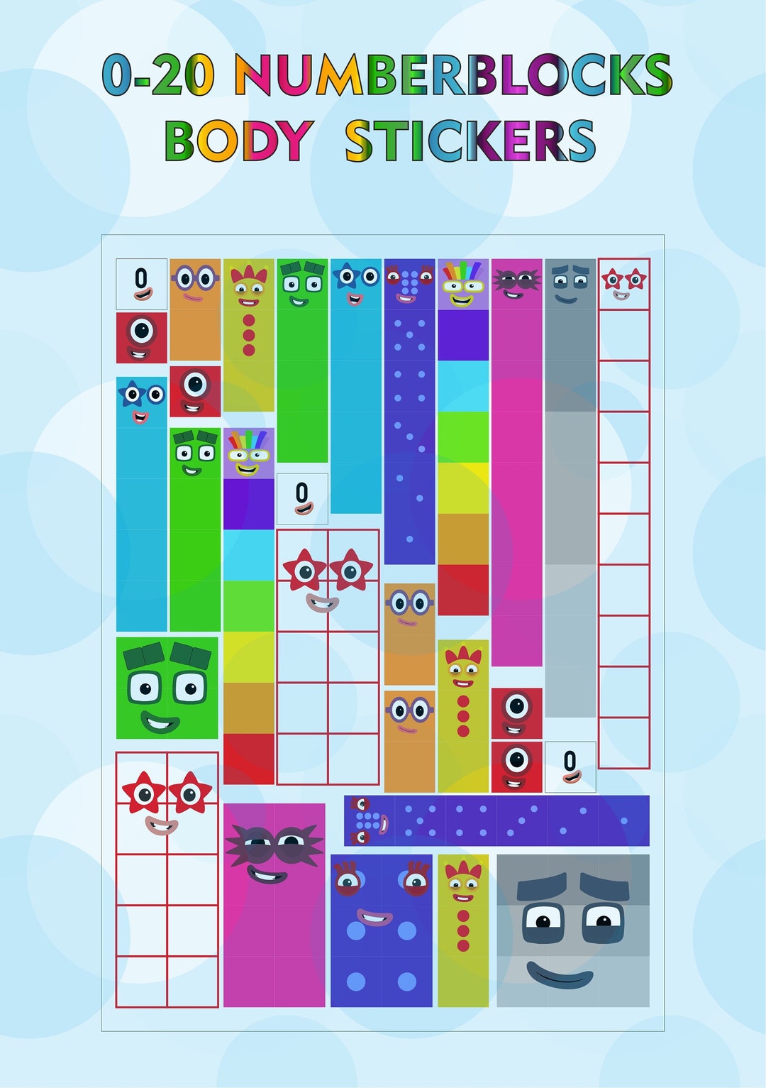 From 0 to 20 Numberblocks Body Stickers for Every Young Mathematician ...
