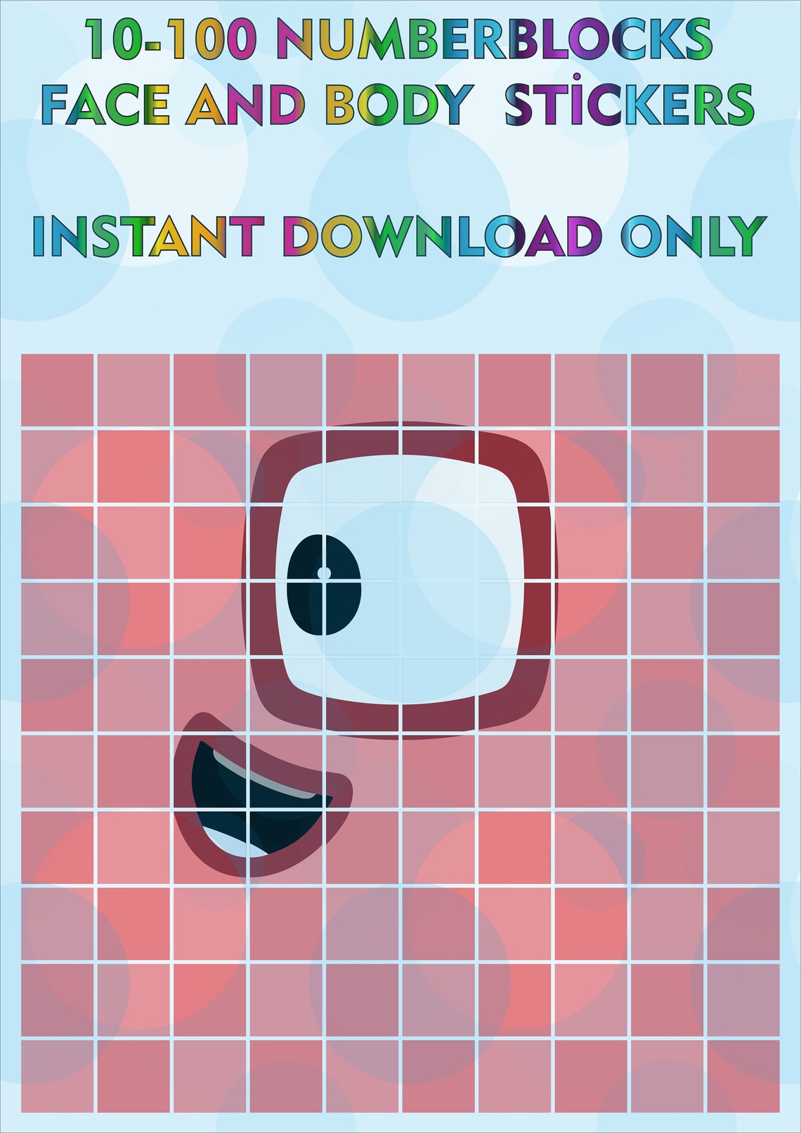 Numberblocks 10-100 Faces / for 2cm Cubes / A4 Sticker Printing ...