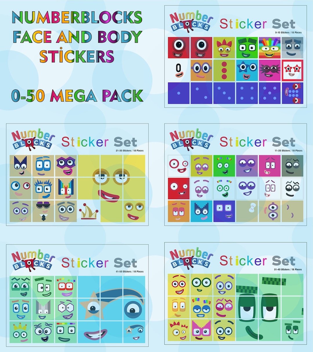 Adesivos Numberblocks de 0 a 100 para todo jovem matemático! - Etsy ...