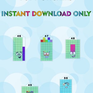 Numberblocks 41-50 Body Stickers / A4 Sticker Printing / Instant ...