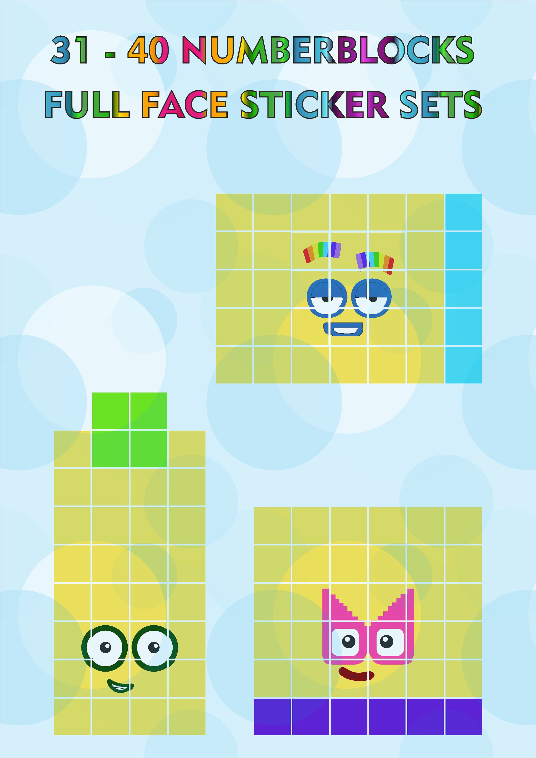 From 31 to 40 Numberblocks Full Face Stickers for Every Young ...