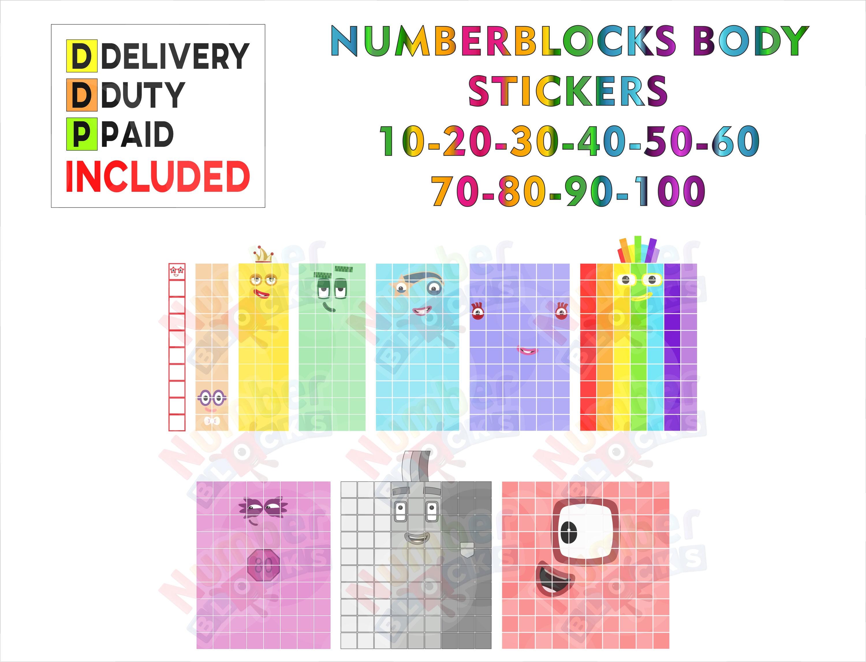 Number Blocks 10-100 Body Stickers, Waterproof, Scratch and UV ...
