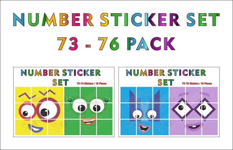 61-80 Huge Face Set Number Blocks Inspired Stickers (with Variation) - Etsy