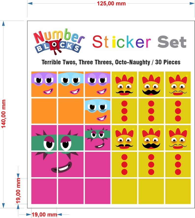 Terrible Twos, Three Threes and Octo-naughty Number Blocks Stickers for ...
