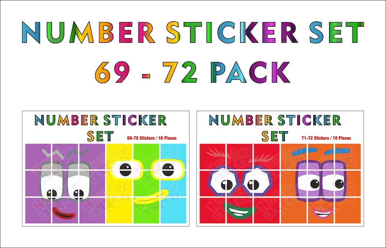 61-80 Huge Face Set Number Blocks Inspired Stickers (with Variation) - Etsy