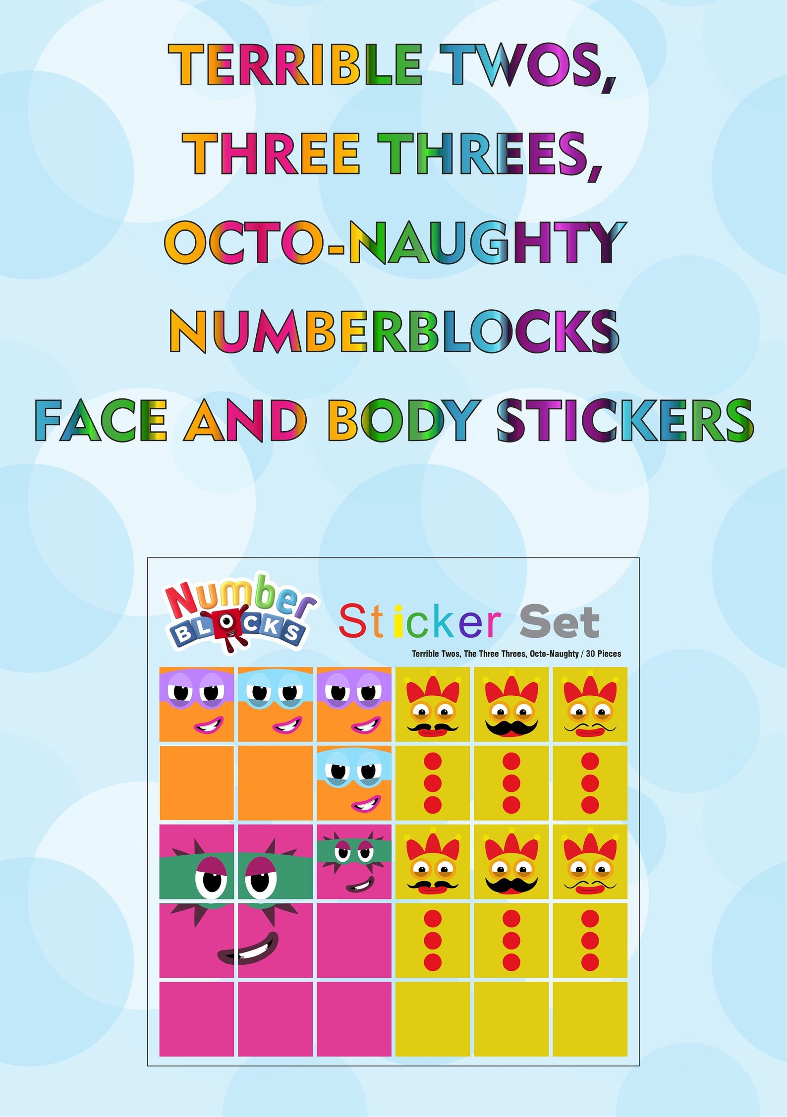 Terrible Twos, Three Threes and Octo-naughty Number Blocks Stickers for ...