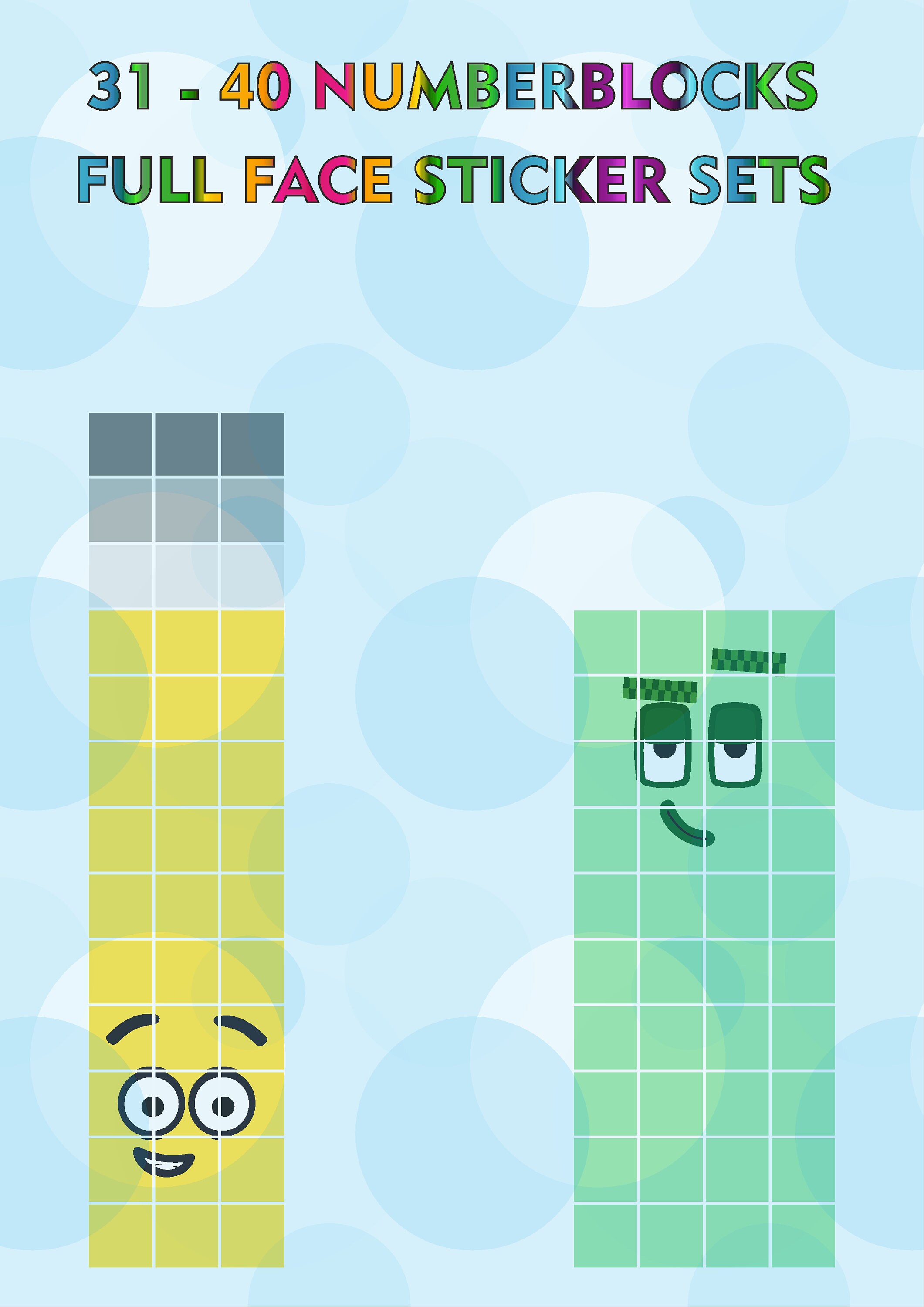From 31 to 40 Numberblocks Full Face Stickers for Every Young ...