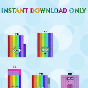 Numberblocks 71-80 Body Stickers / A4 Sticker Printing / Instant ...