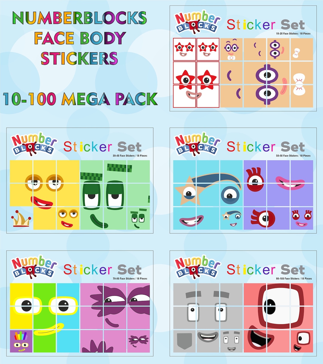 From 10 To 100 Numberblocks Stickers For Every Young Mathematician Etsy