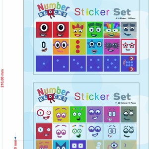 Numberblocks 0-20 Faces Sticker Set for 2cm Cubes (PDF & JPEG) - Etsy
