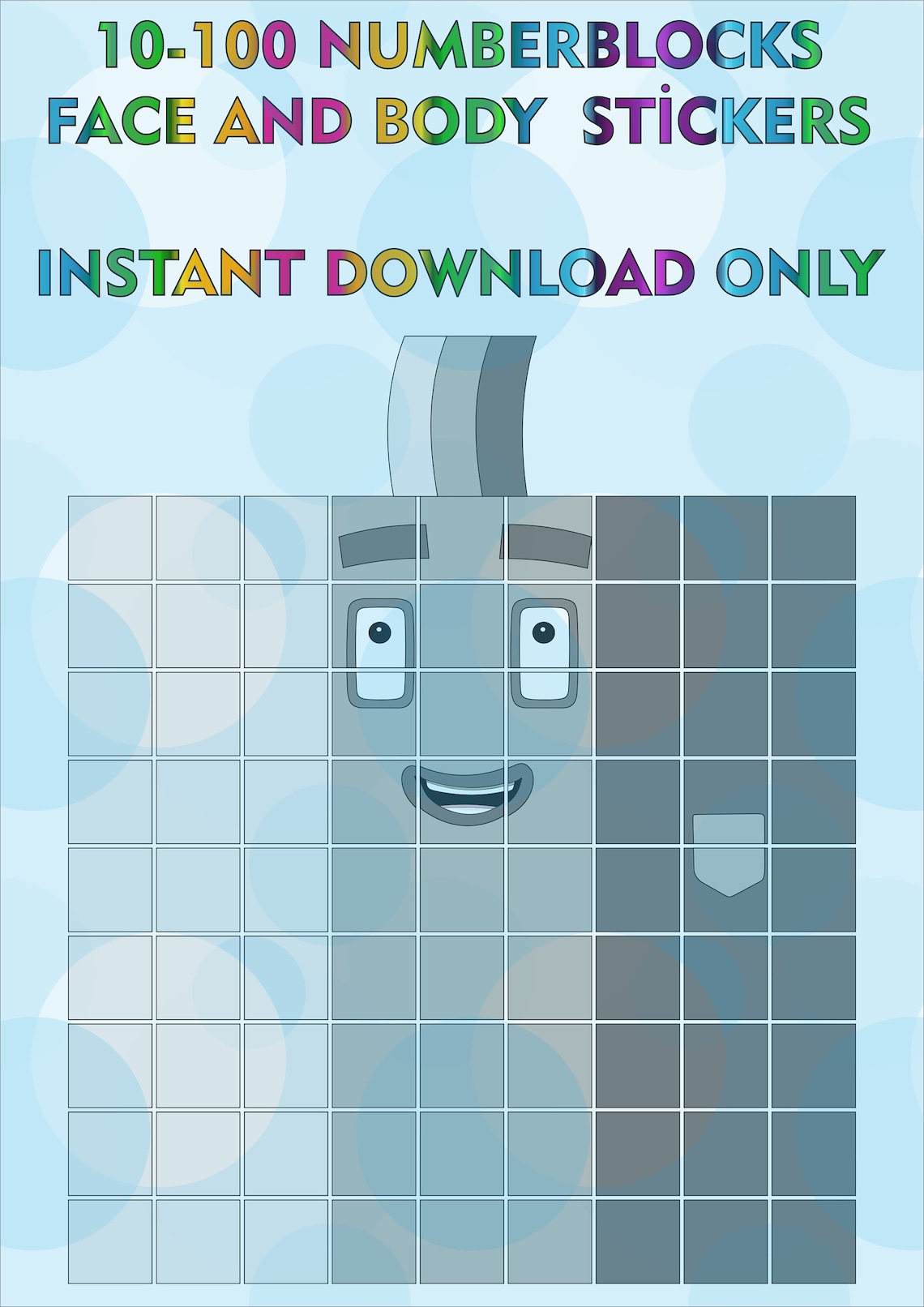Numberblocks 10-100 Faces / for 2cm Cubes / A4 Sticker Printing ...