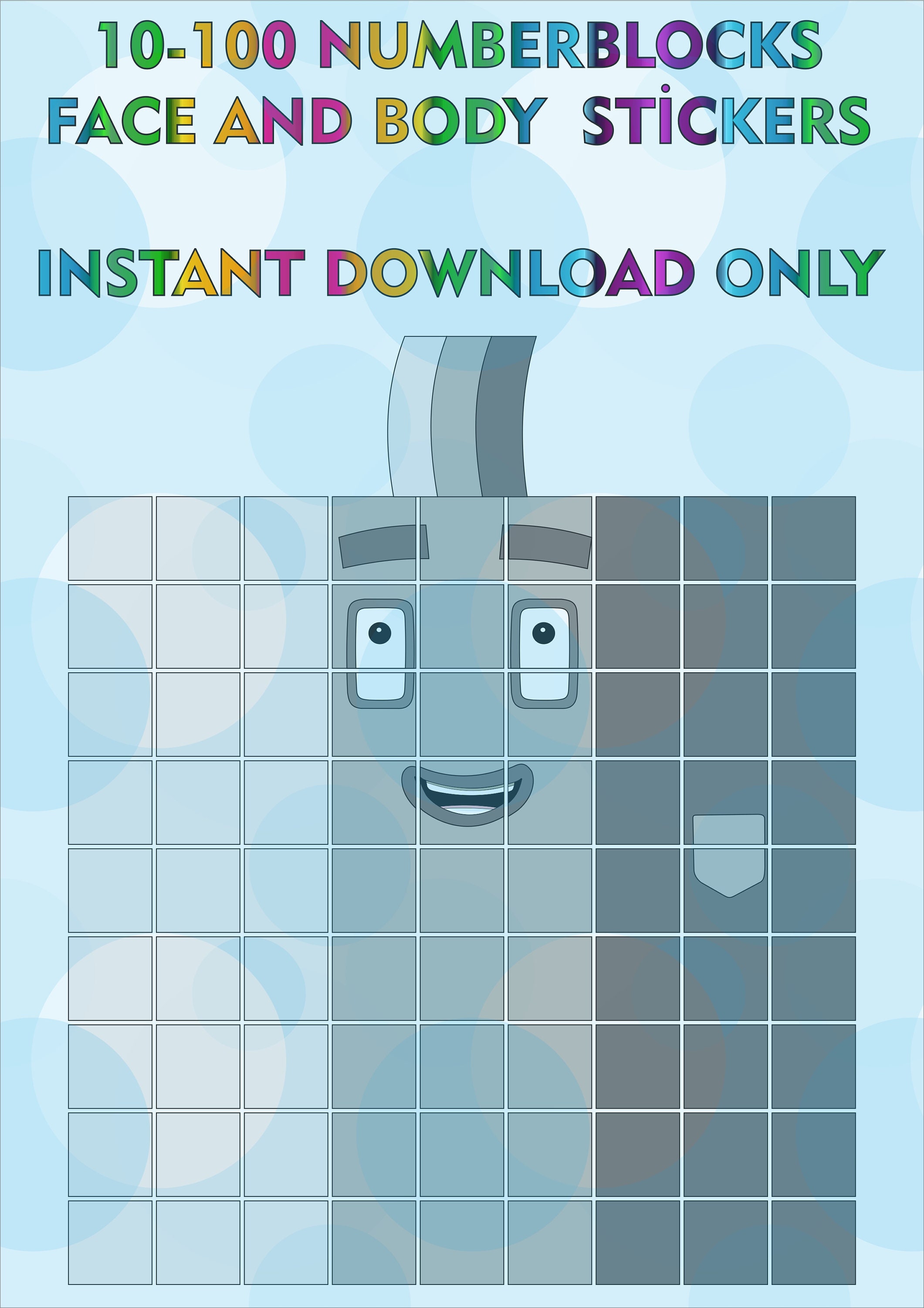 Numberblocks 10-100 Faces / for 2cm Cubes / A4 Sticker Printing ...