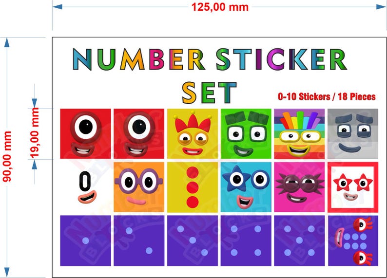 Number Blocks Inspired Stickers 0-100, Waterproof Vinyl Educational ...