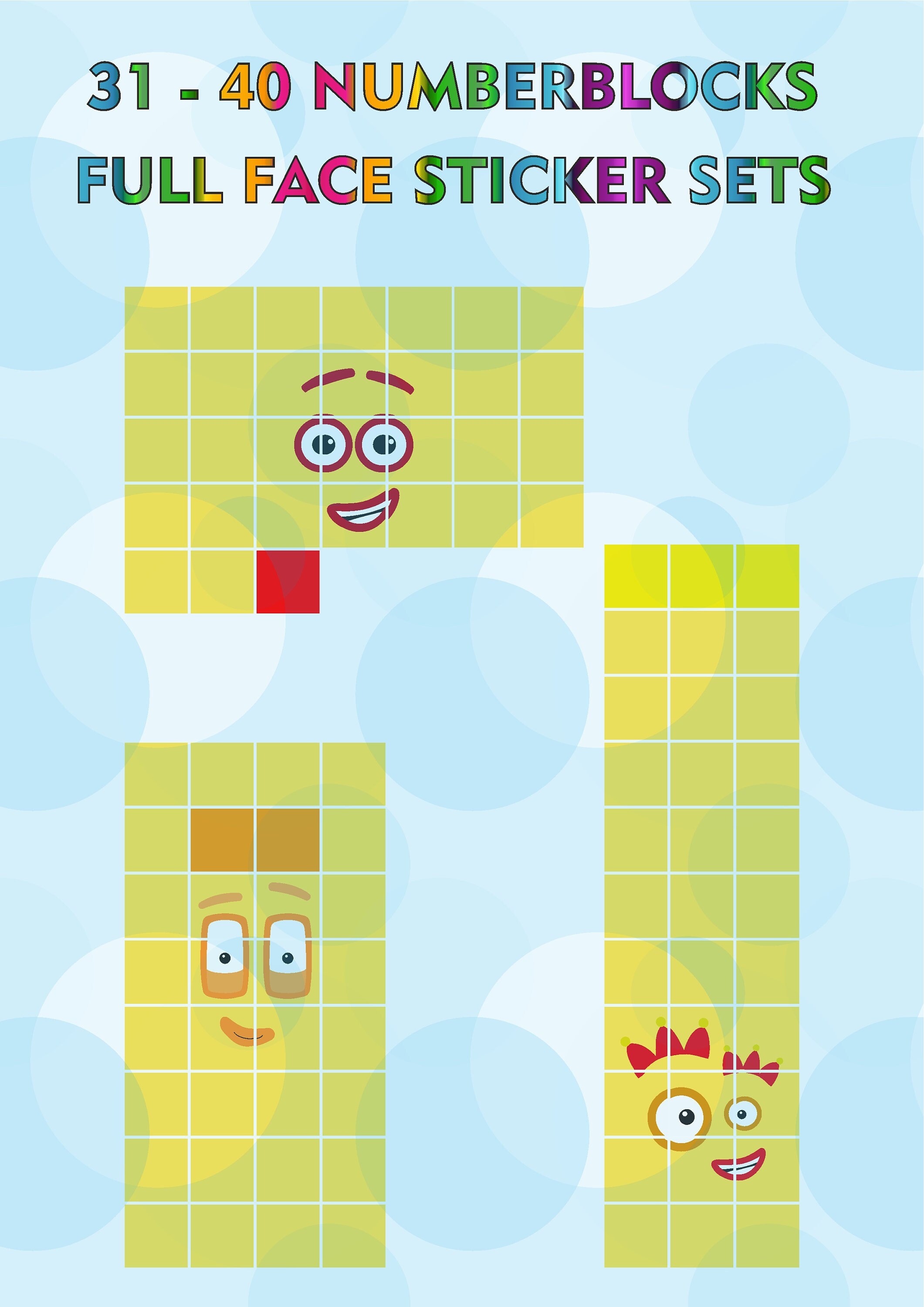 From 31 to 40 Numberblocks Full Face Stickers for Every Young ...
