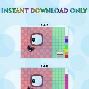 Number Blocks 141-150 Body Stickers / A4 Sticker Printing / Instant ...