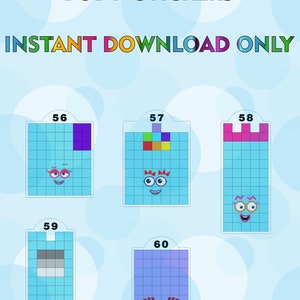 Numberblocks 51-60 Body Stickers / A4 Sticker Printing / Instant ...