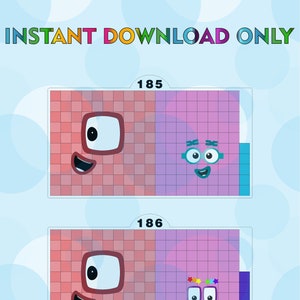 Numberblocks 181-190 Body Stickers / A4 Sticker Printing / Instant ...