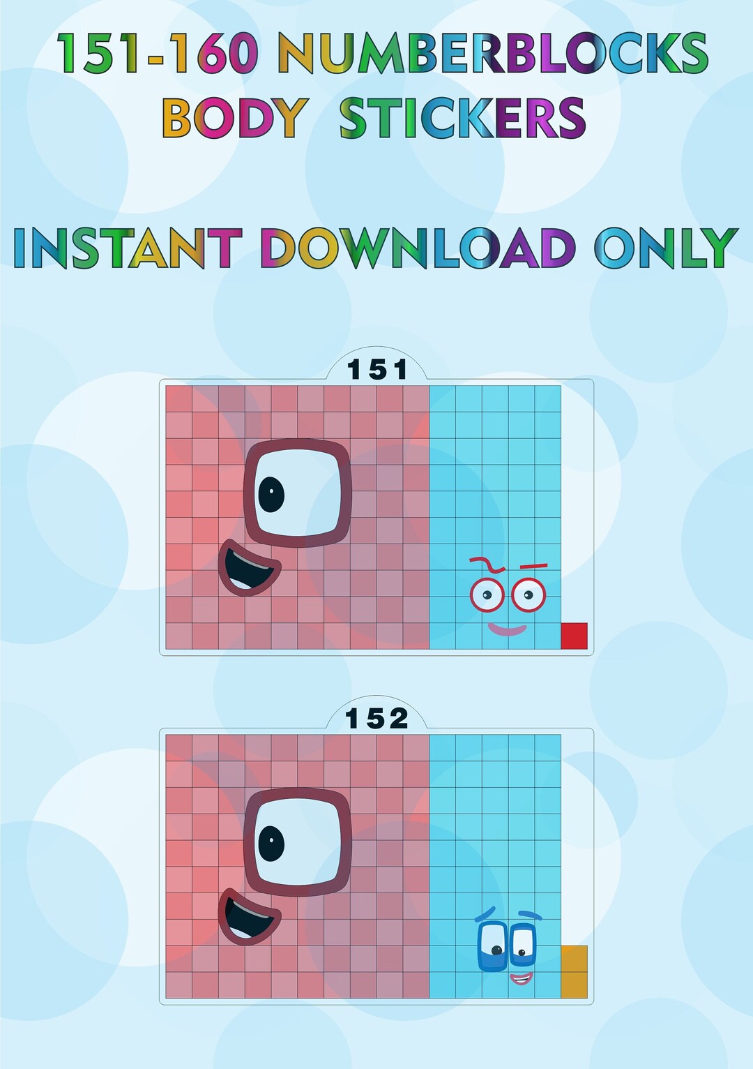 Numberblocks 151-160 Body Stickers / A4 Sticker Printing / - Etsy