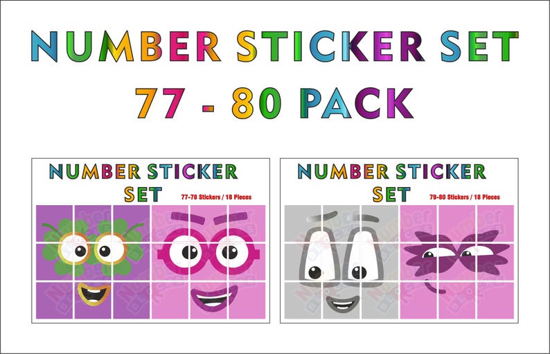 61-80 Huge Face Set Number Blocks Inspired Stickers (with Variation) - Etsy