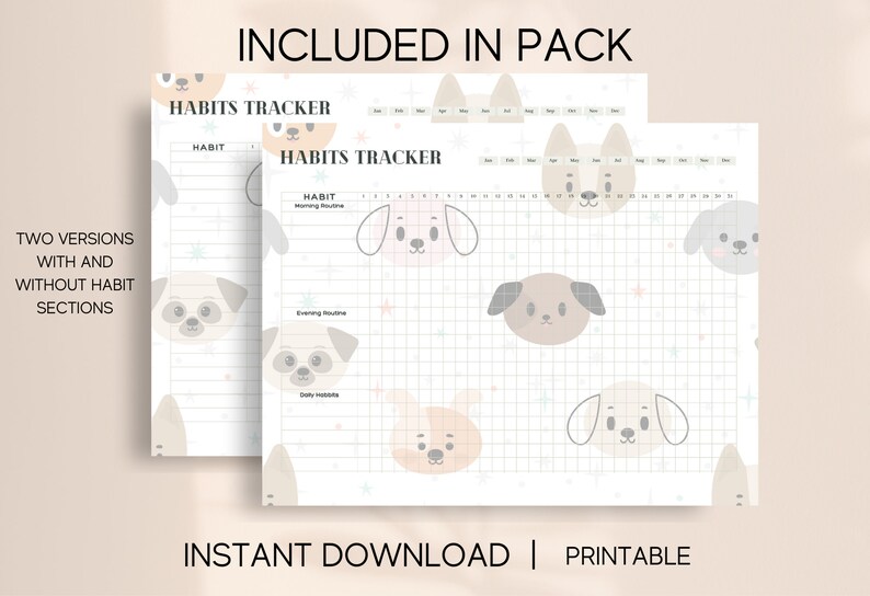 Monthly Habit Tracker Printable Pets Animal Monthly Habit - Etsy