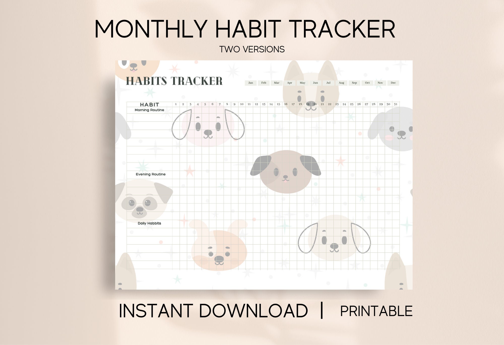 Monthly Habit Tracker Printable | Pets Animal Monthly Habit Tracker ...