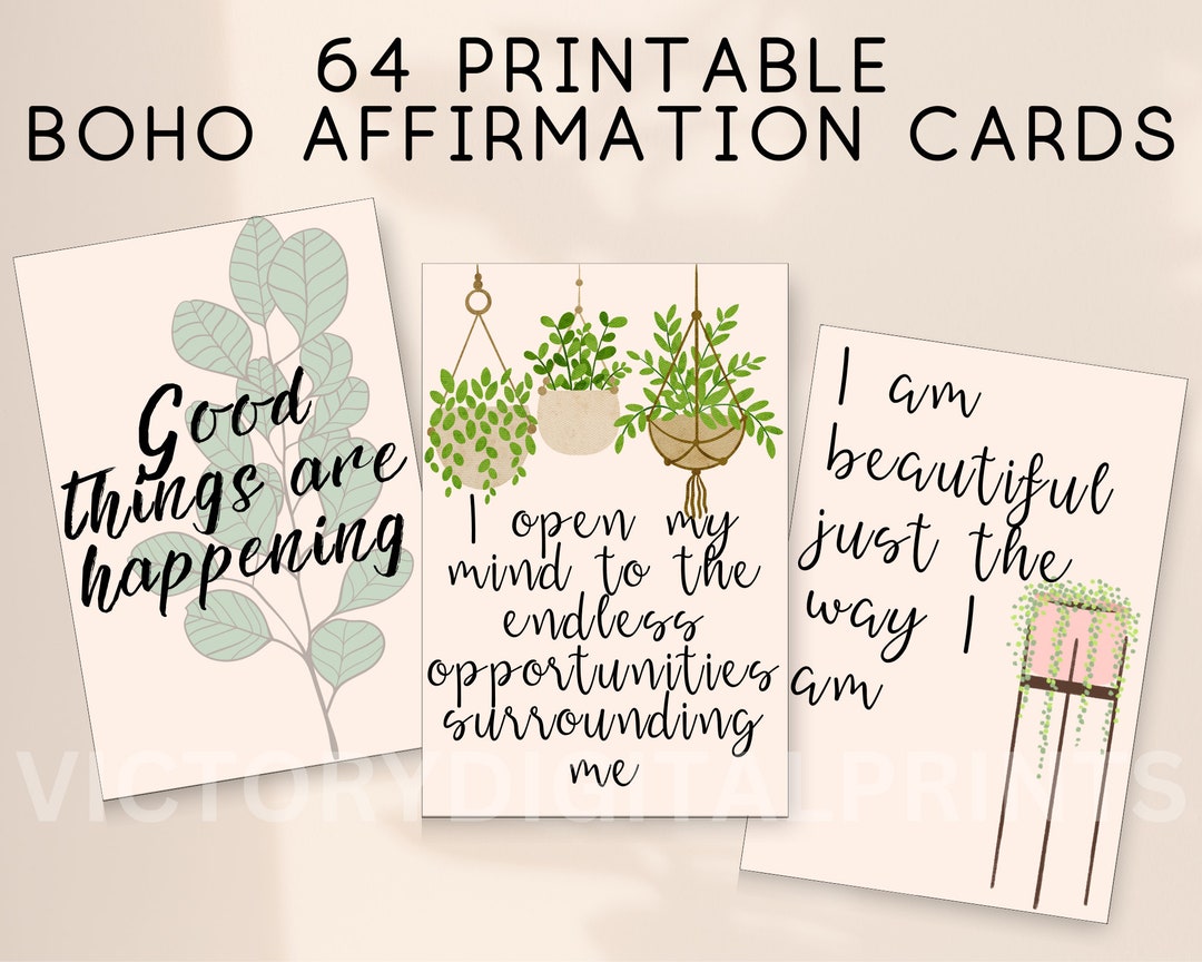 64 Plant Positive Affirmation Cards, Printable Affirmations ...