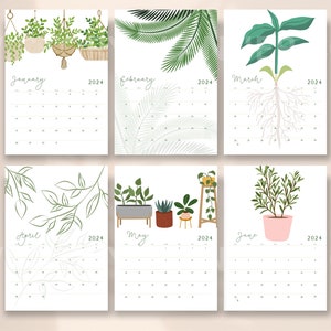 2024 Monthly Calendar Printable Watercolour Plant PDF, A4, Elegant ...