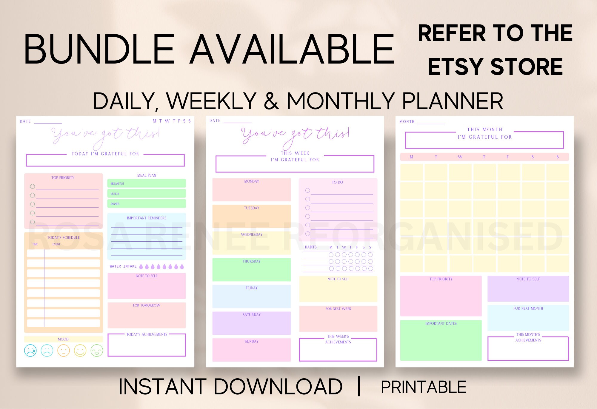 Daily Planner Printable Rainbow Daily to Do List for Work / Personal ...