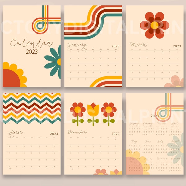 Retro Calendar - Etsy