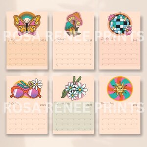 2025 Monthly Calendar Printable | Retro | PDF, A4, Elegant Pretty ...