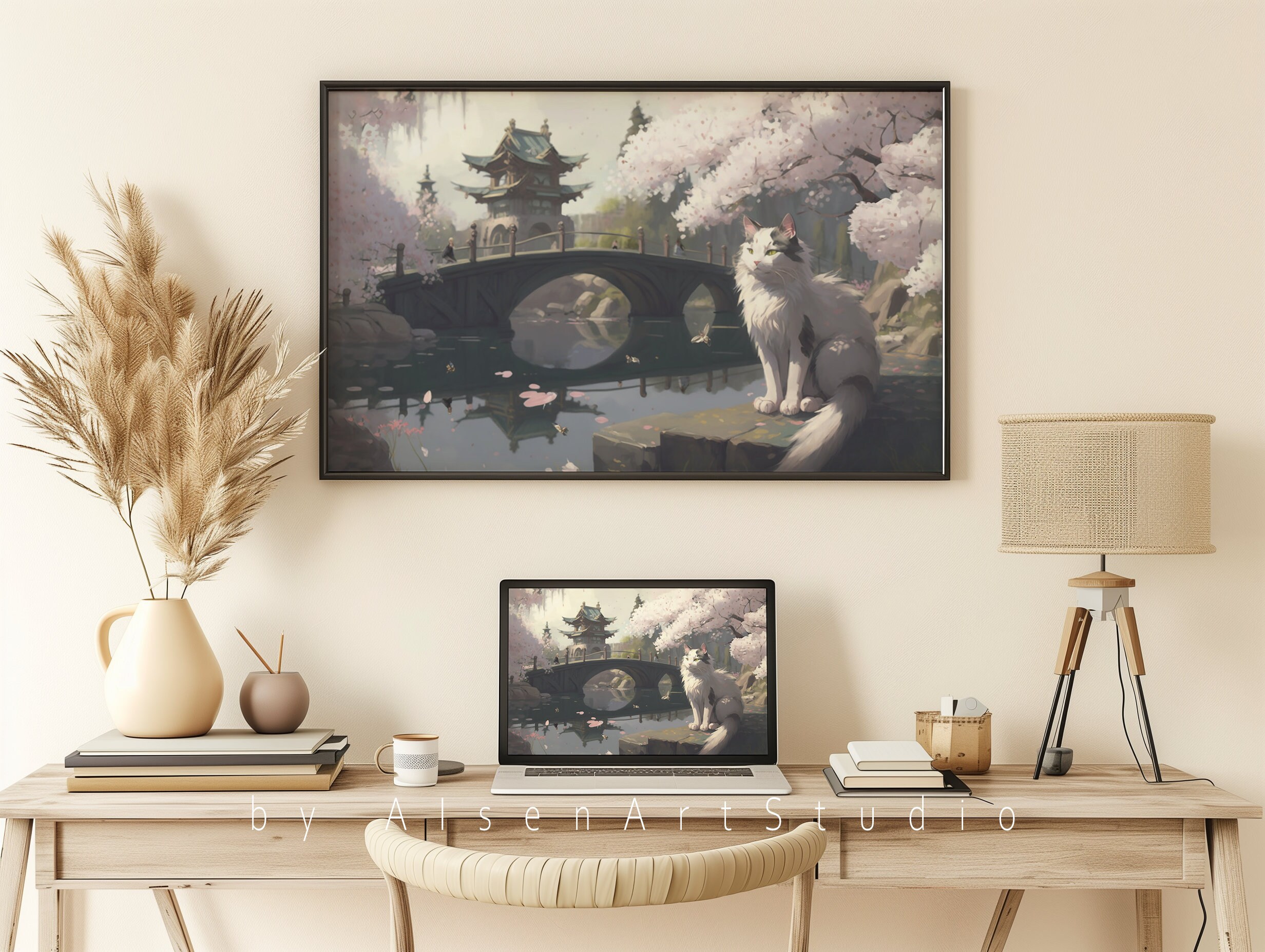 Japanese Spring | Lofi Art, Printable Wall Art, Instant Download Art ...